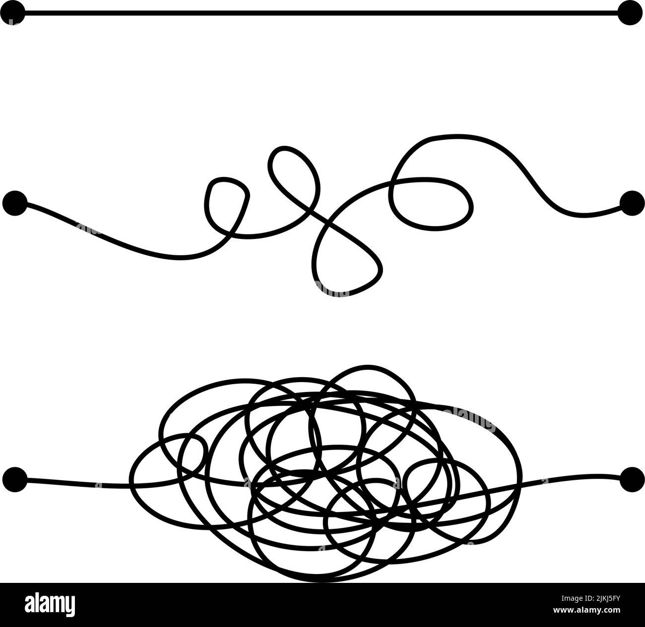 Hard, medium and easy way solution concept illustrated by tangled and ...