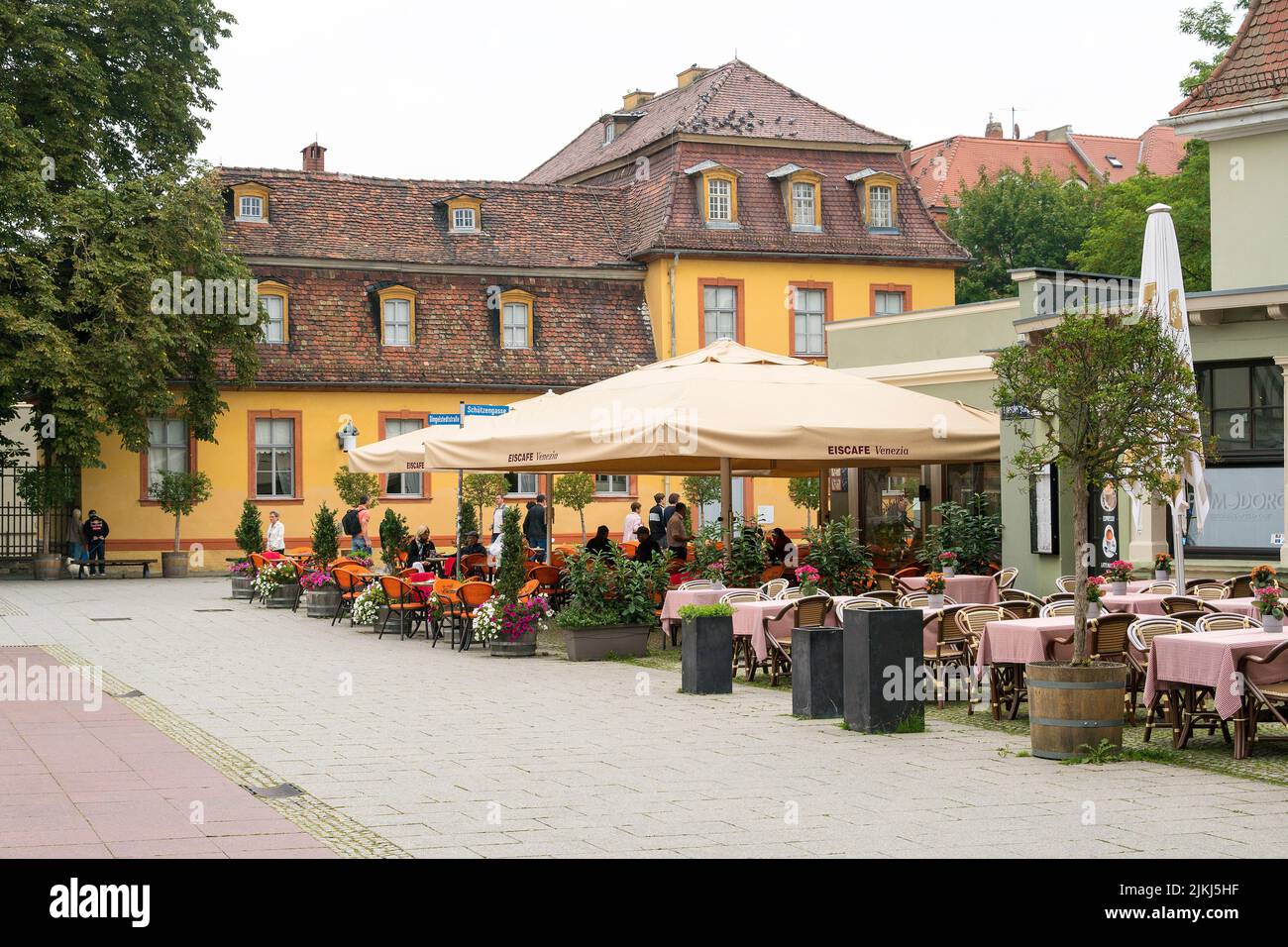 Weimar, Thuringia, Theaterplatz, cityscape, café, behind Wittumspalais ...