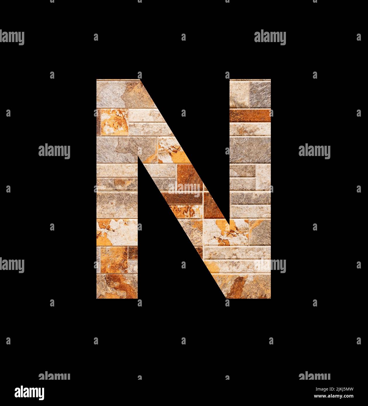 Alphabet letter N on tile background - Veneer texture Stock Photo - Alamy