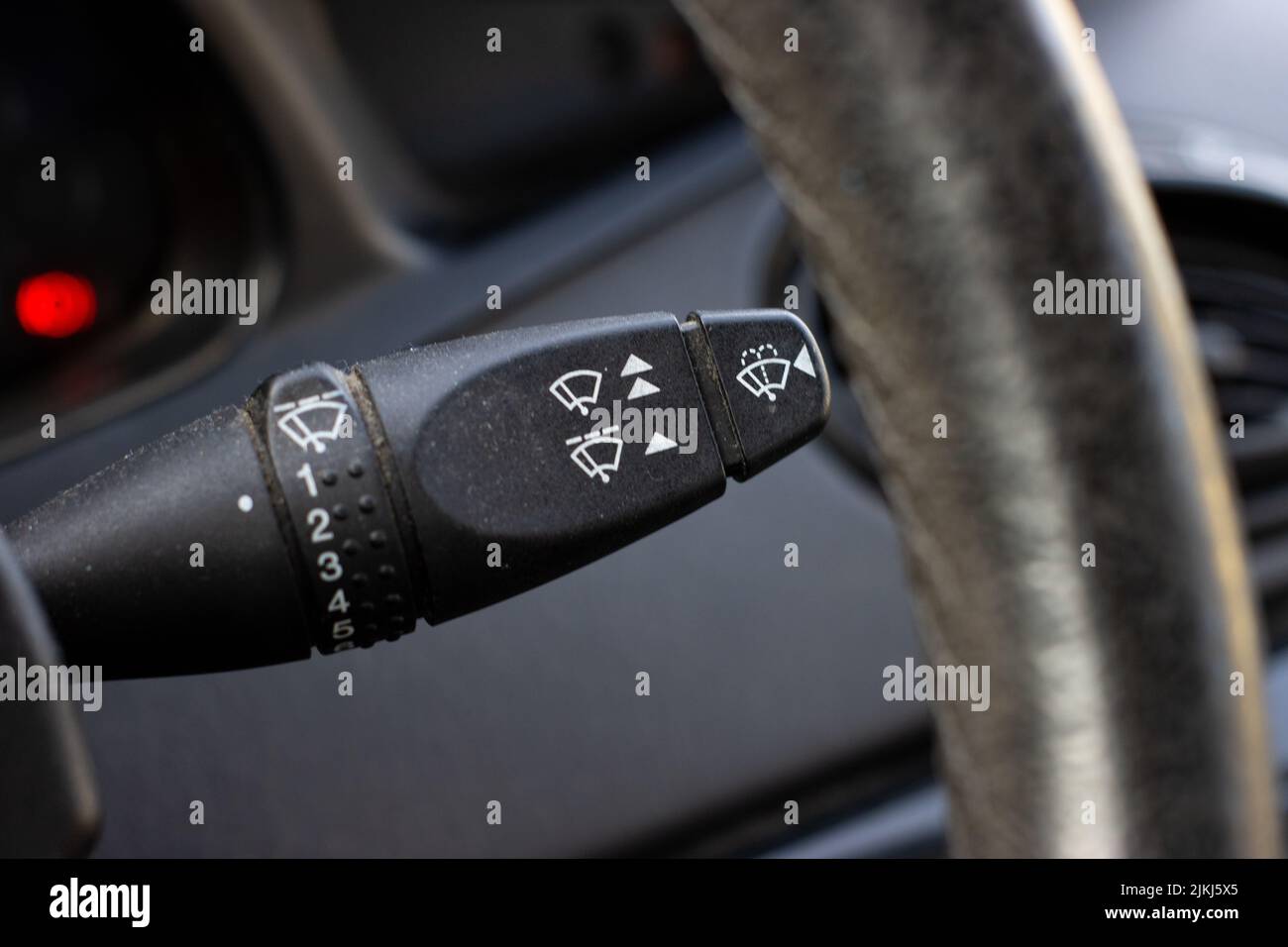 windscreen wiper control adjustment lever switch in a modern car,car ...