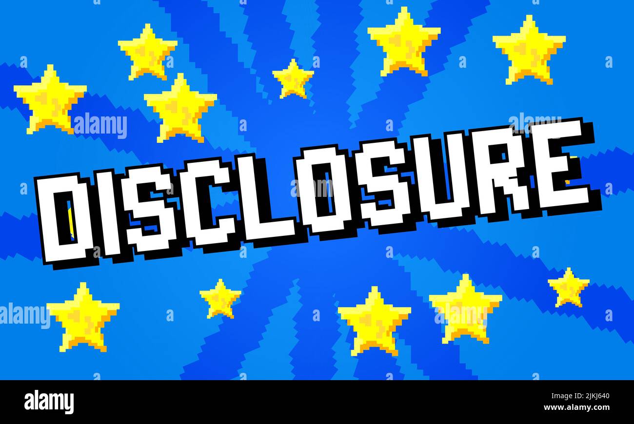 Disclosure pixelated word with geometric graphic background. Vector ...