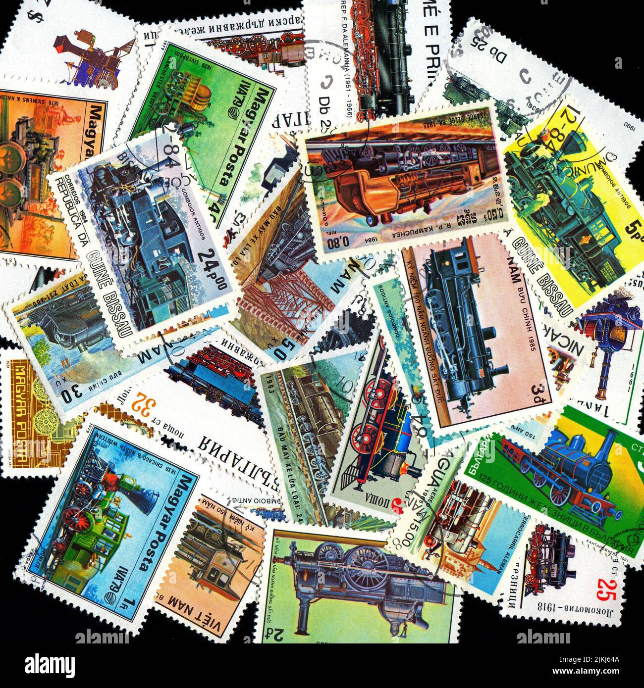 steam locomitives railroad engines multi-color background collage, rail ...