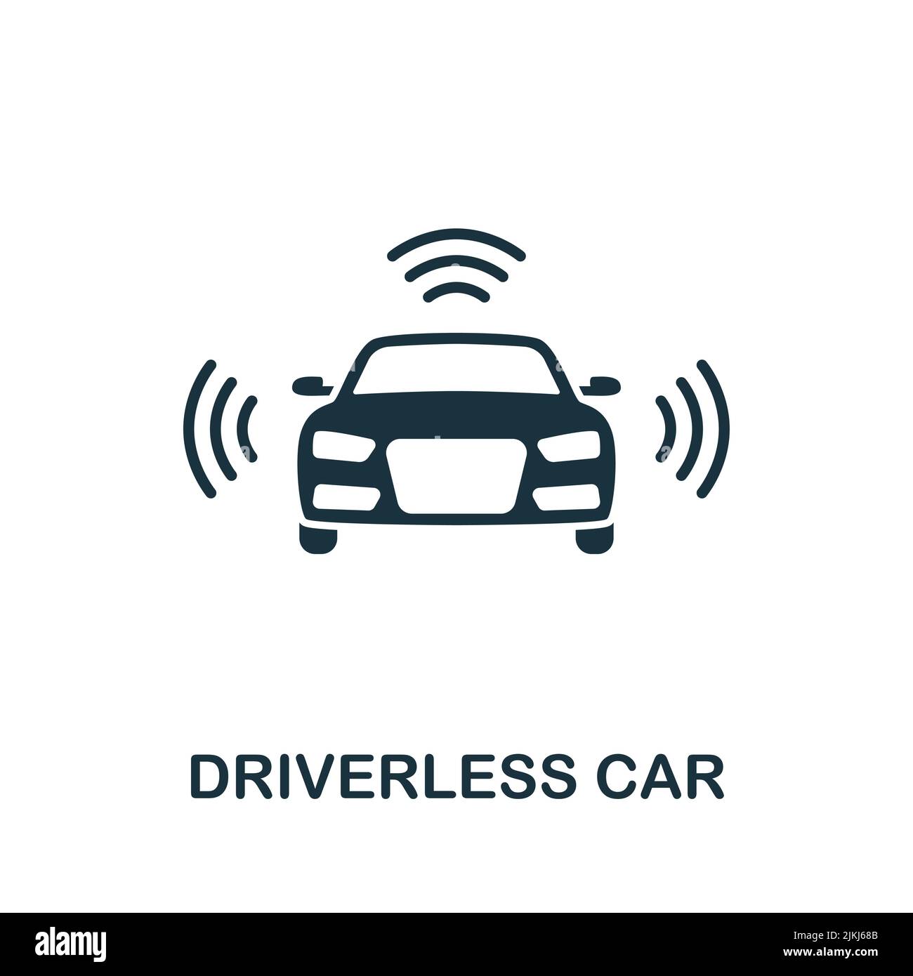 Driverless Car icon. Monochrome simple line Future Technology icon for ...