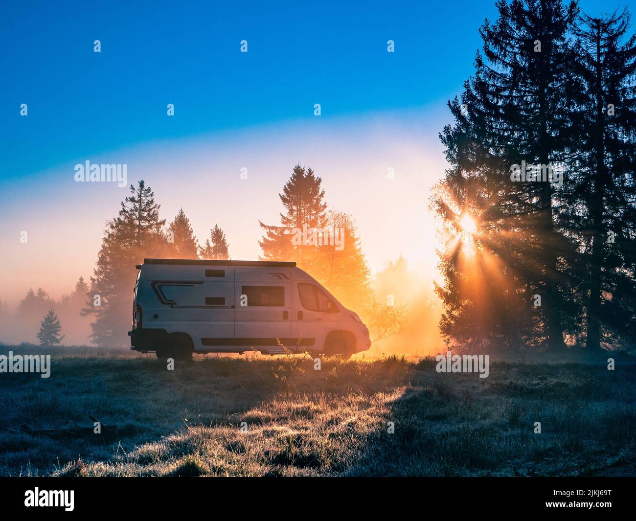 The Road trip with a Campervan in the scenic landscape of the Black ...