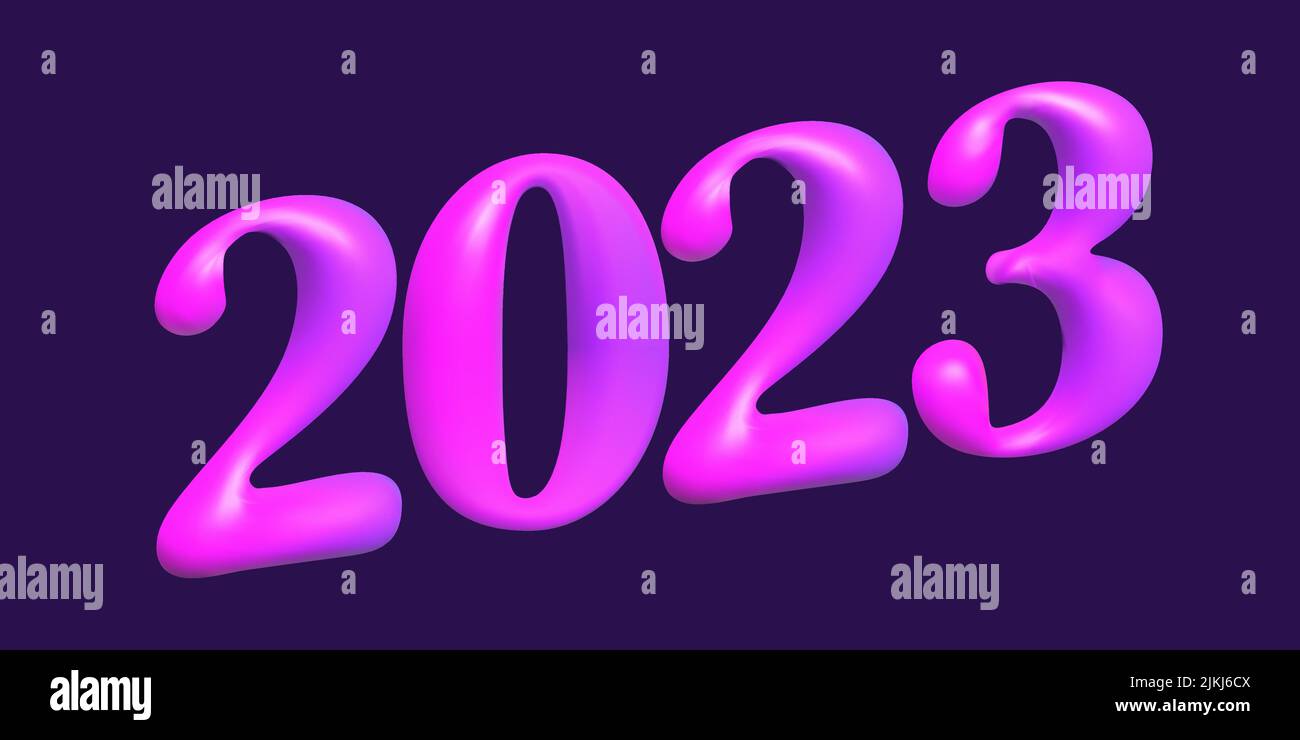 Happy new year 2023. Shining realistic 3D pink numbers inscription on ...