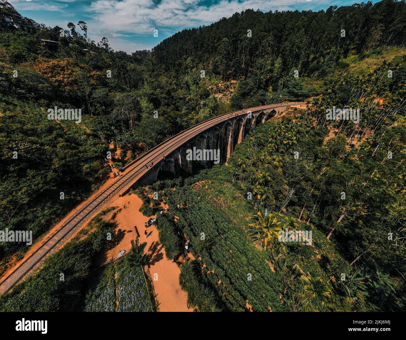 A drone shot of the Nine Arch Bridge in Ella, Sri Lanka Stock Photo - Alamy