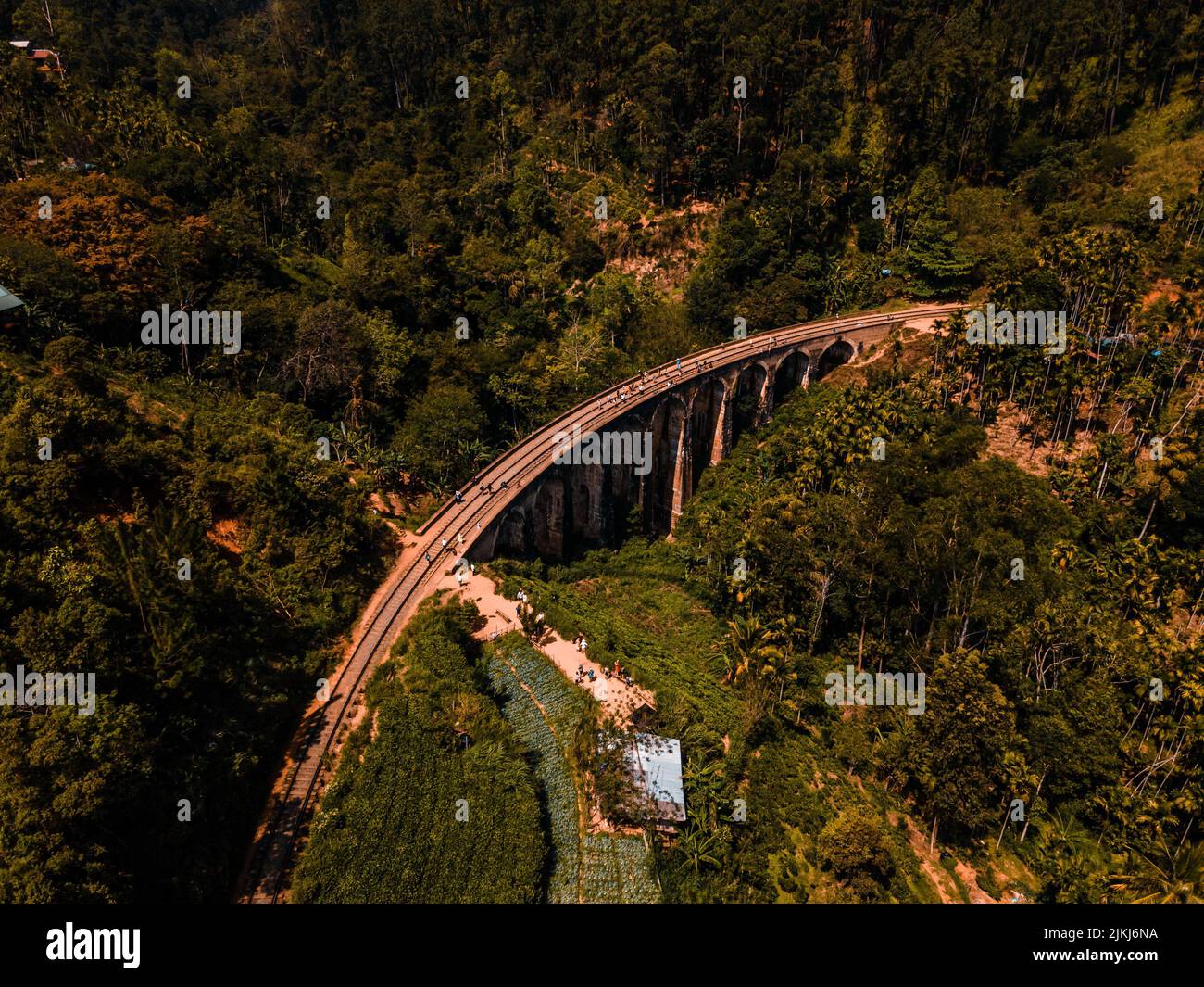 A drone shot of the Nine Arch Bridge in Ella, Sri Lanka Stock Photo - Alamy