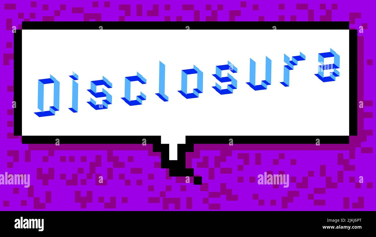Disclosure pixelated word with geometric graphic background. Vector ...