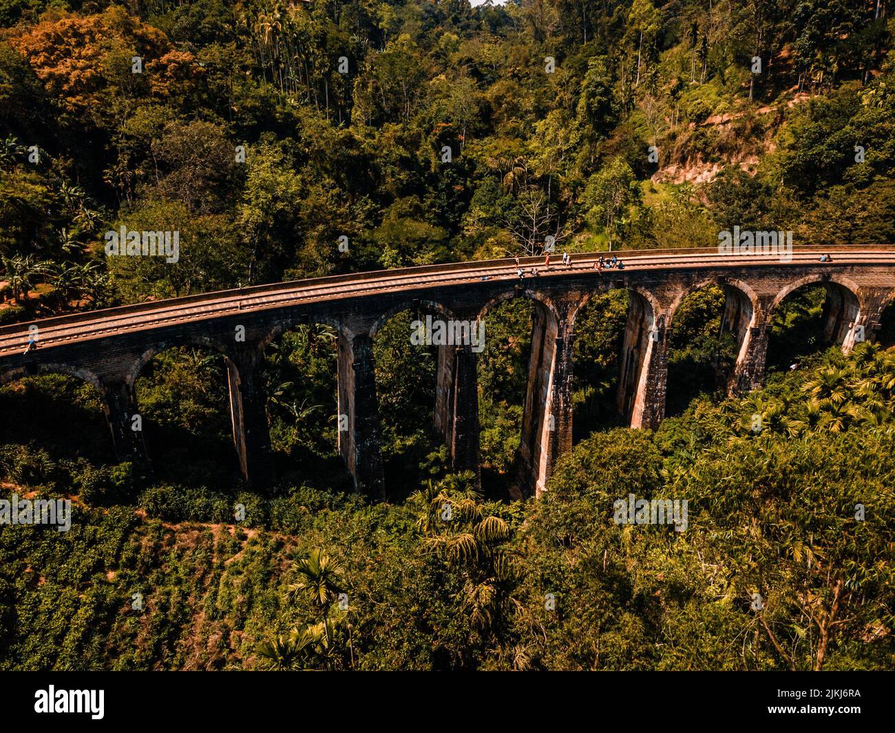A drone shot of the Nine Arch Bridge in Ella, Sri Lanka Stock Photo - Alamy