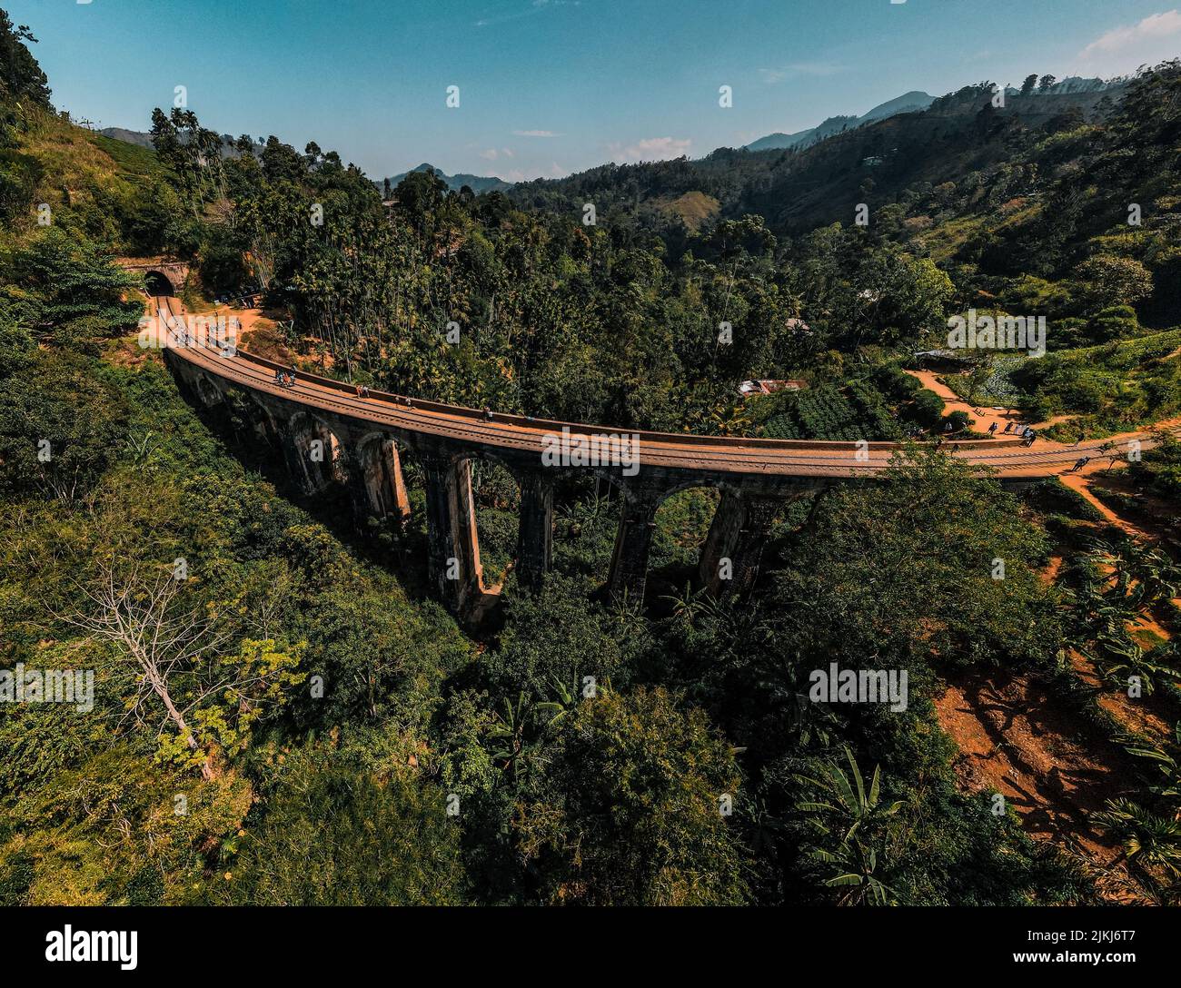 A drone shot of the Nine Arch Bridge in Ella, Sri Lanka Stock Photo - Alamy