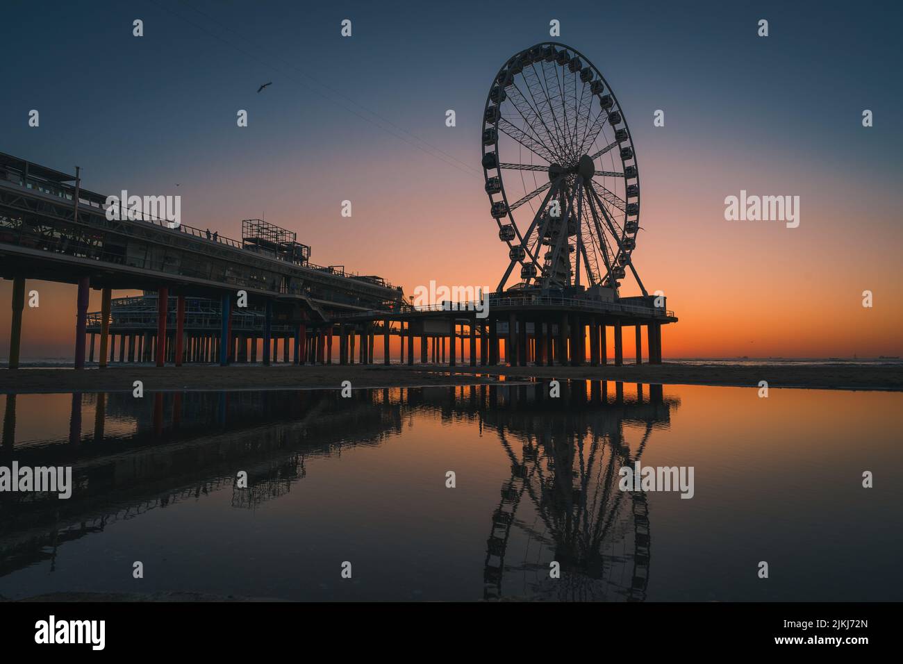 A distant view of the Ferris wheel at the pier Scheveningen during ...