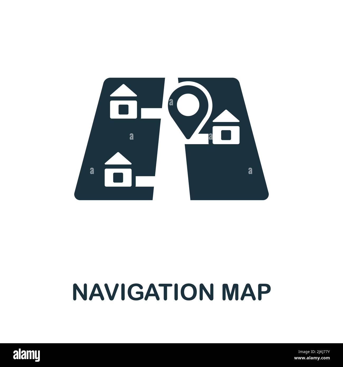 Navigation Map icon. Monochrome simple line Game Element icon for ...