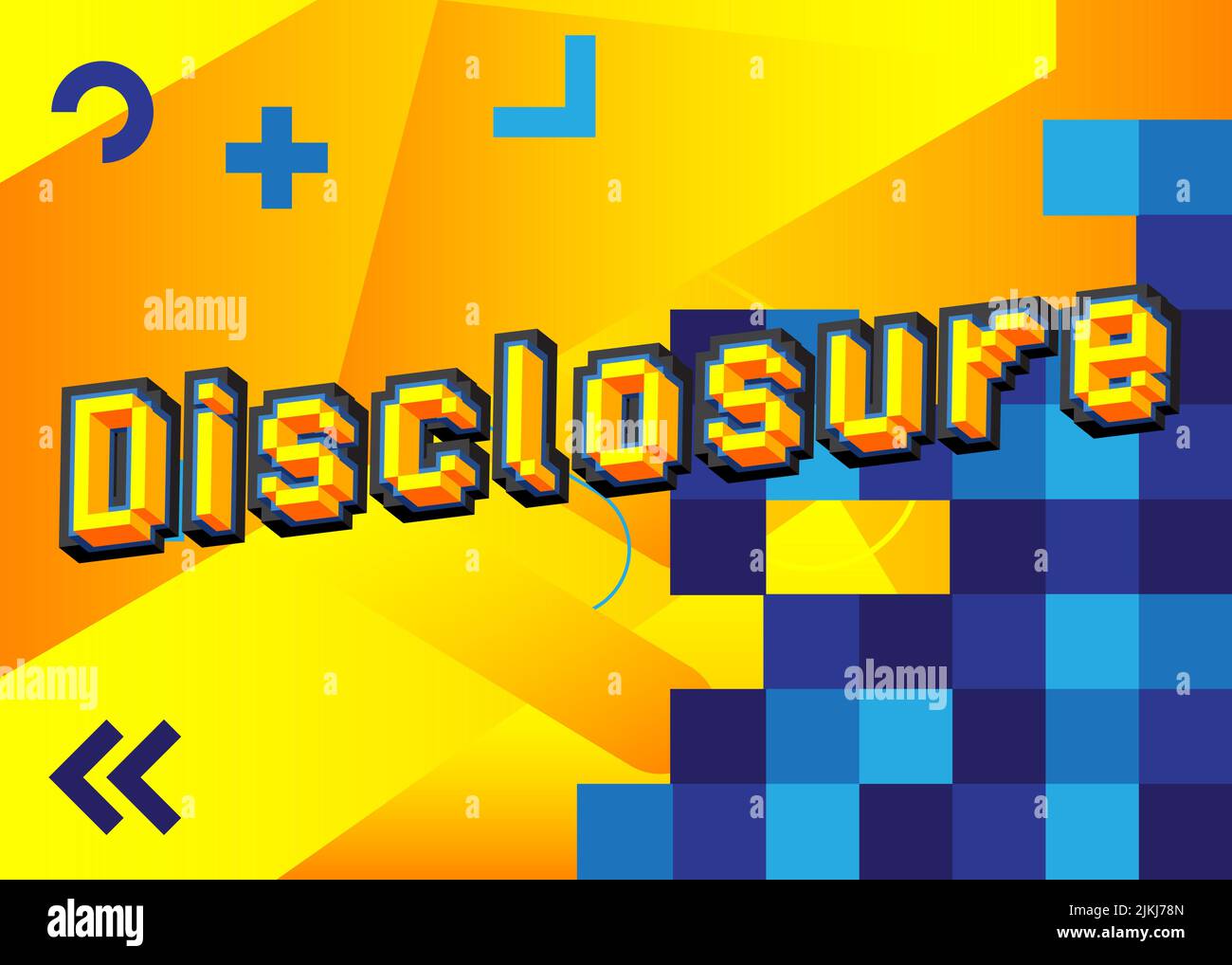 Disclosure pixelated word with geometric graphic background. Vector ...