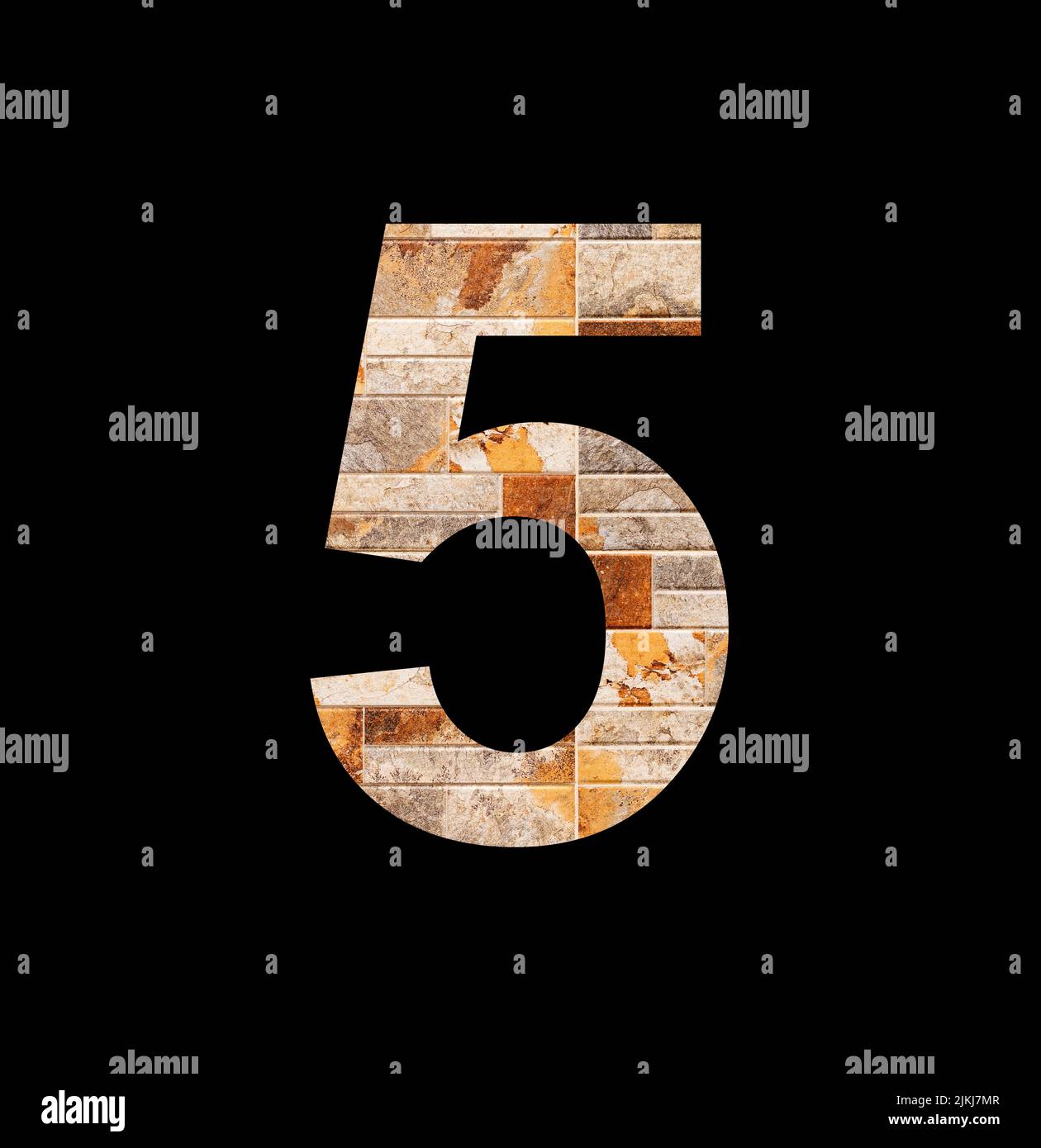 Number 5 - Five digit on rustic tile background Stock Photo - Alamy