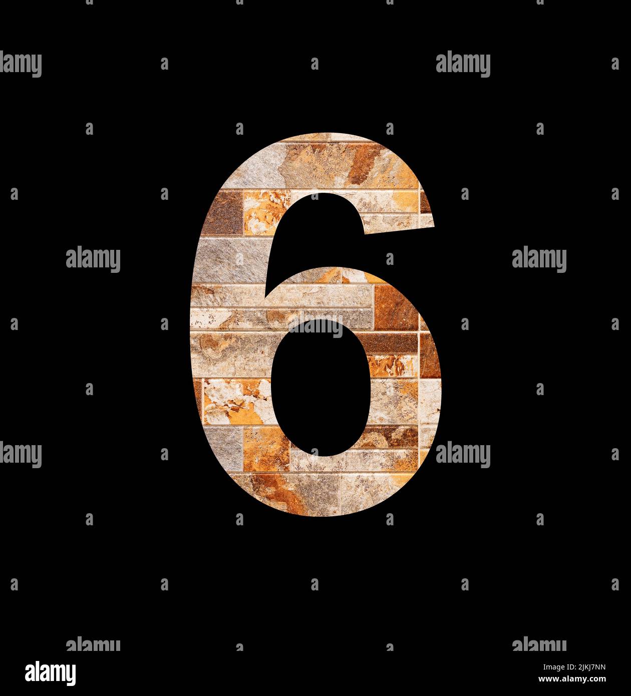 Number 6 - Six digit on rustic tile background Stock Photo - Alamy
