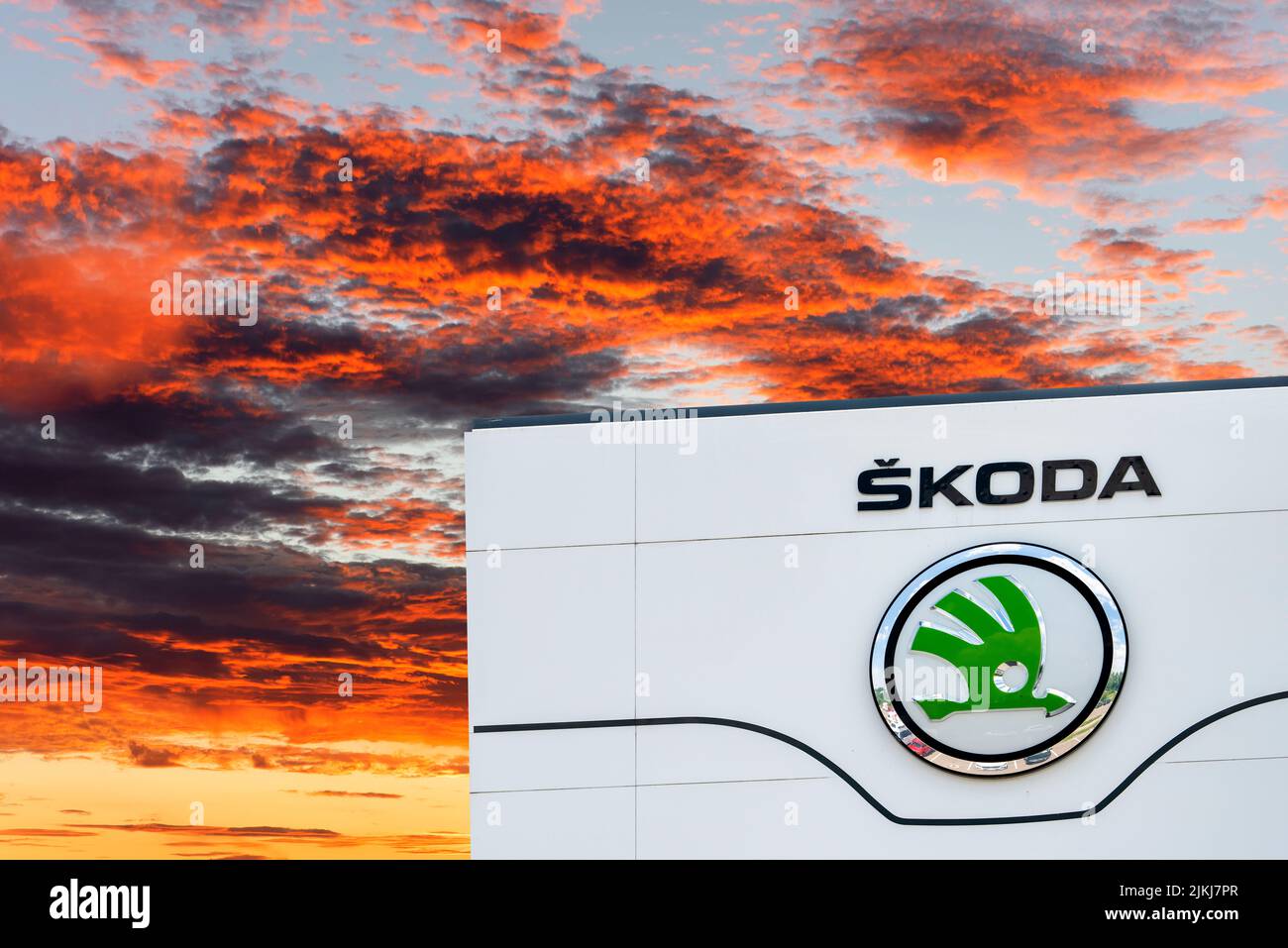 Advertising and company sign of the company Skoda Stock Photo - Alamy