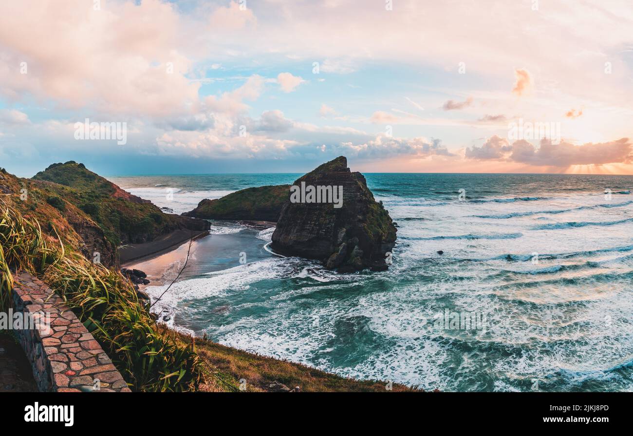 A beautiful landscape view of the rock formation and mountains against ...
