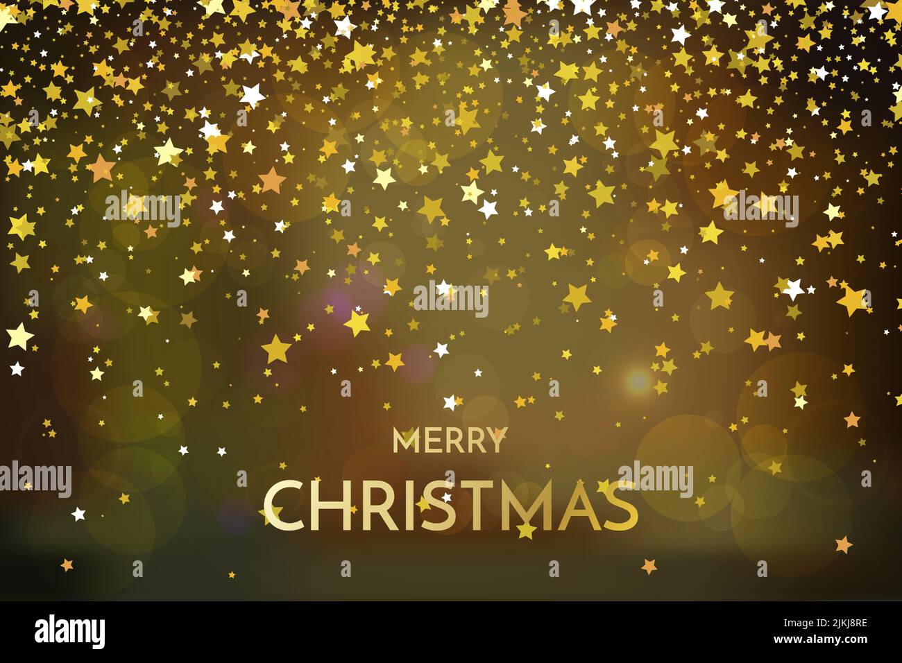 Merry Christmas greeting card. Gold stars on Dark background. Merry ...