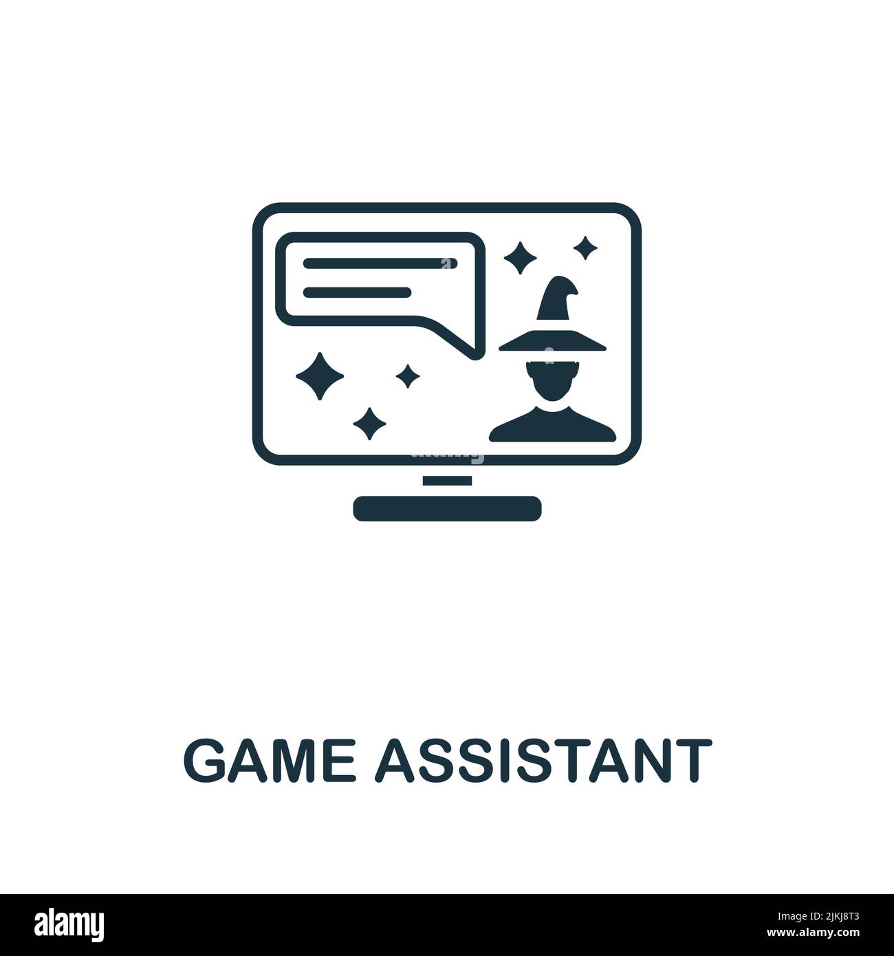 Game Assistant icon. Monochrome simple line Game Element icon for ...
