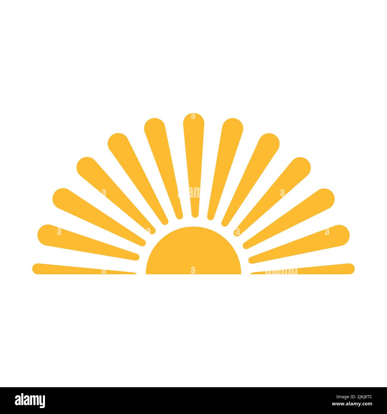 A half sun is setting downwards icon vector sunset concept for graphic ...