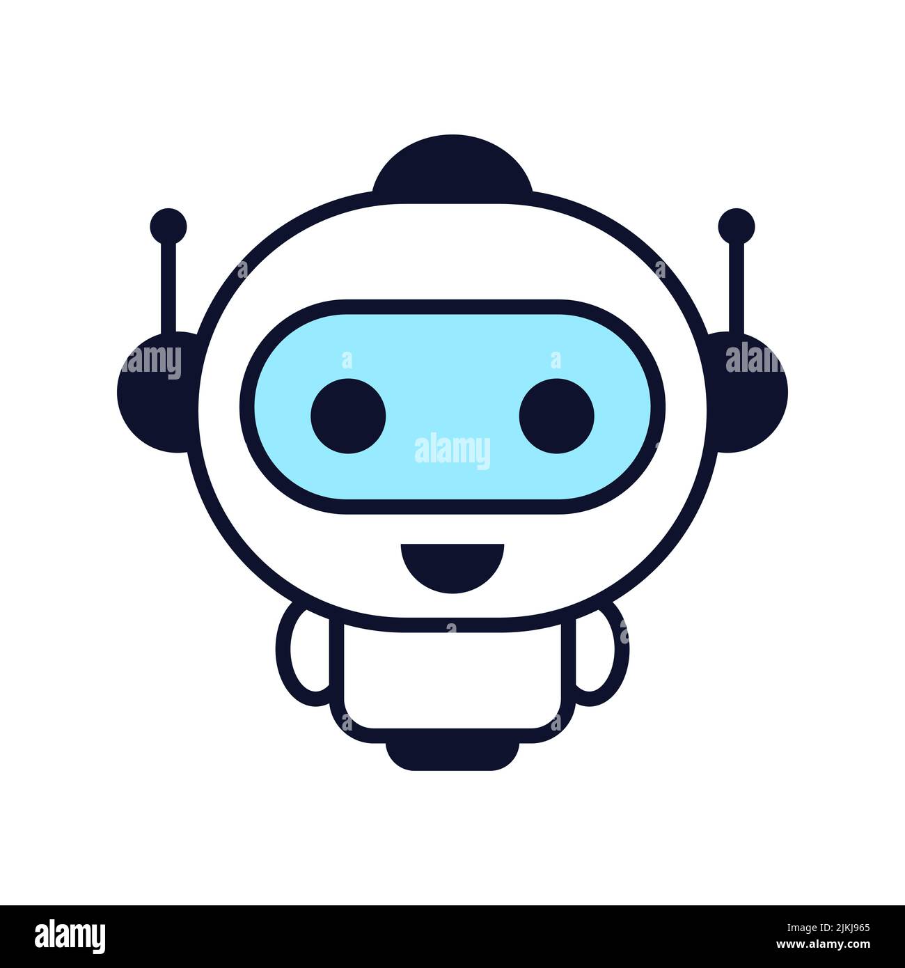 Cute little robot smiling. Robotics and technology. Kawaii robot ...