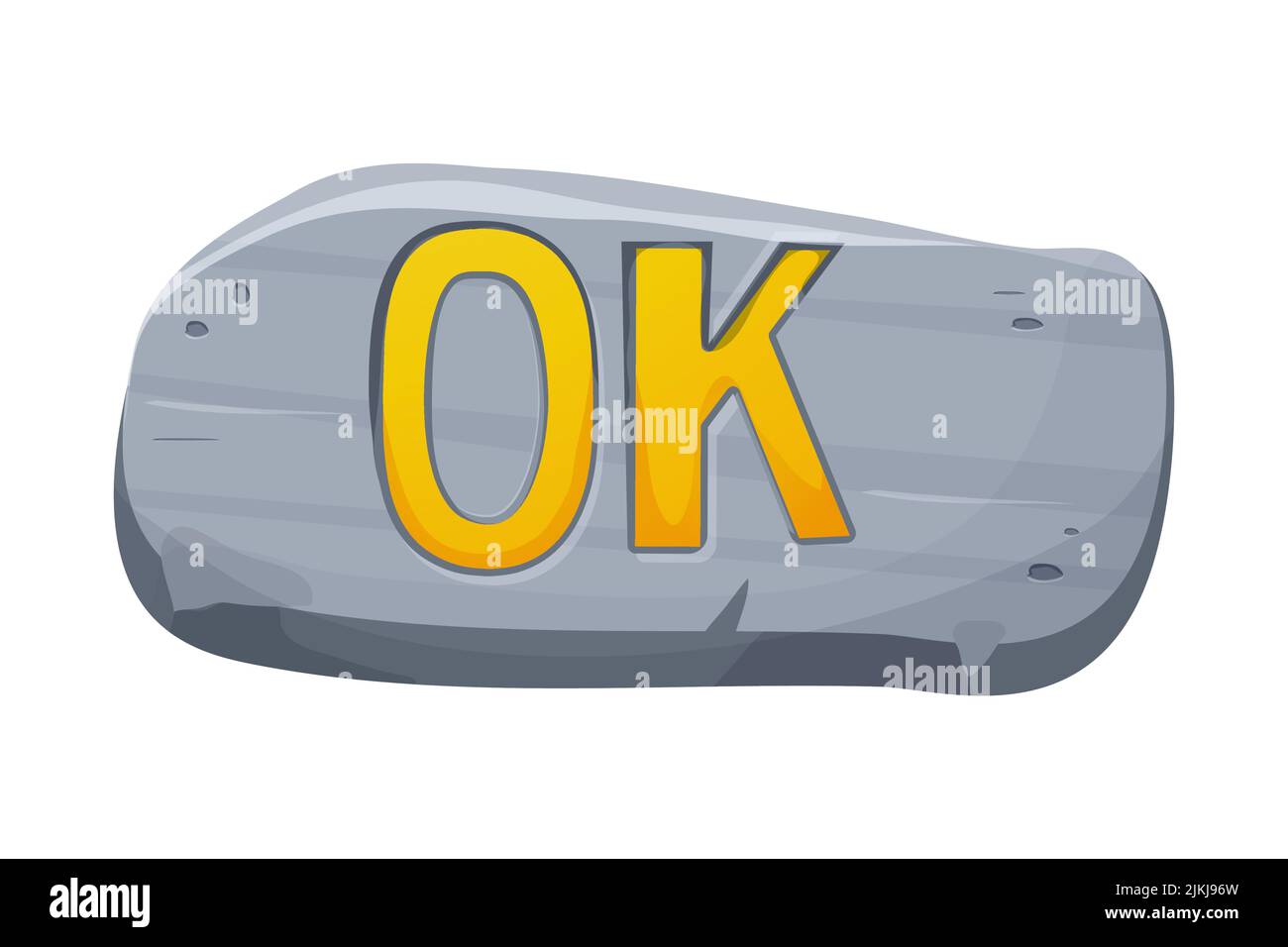 Ok Jungle play or start button with stone in funny cartoon style ...