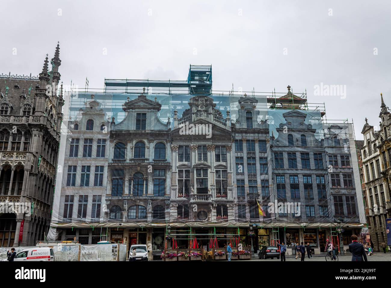 An old historical building in downtown Brussels against a clear ...