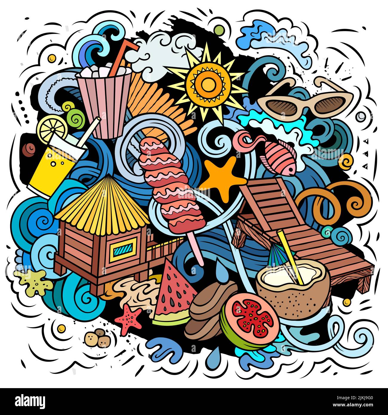 Beach cartoon hi-res stock photography and images - Alamy