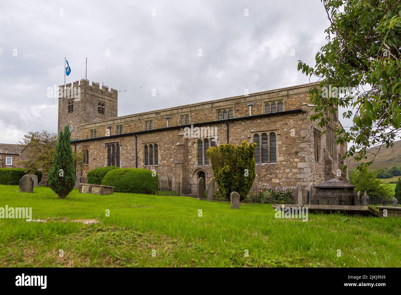 Dent, Cumbria, England, UK - 12 August 2018: View of the Saint Andrew ...
