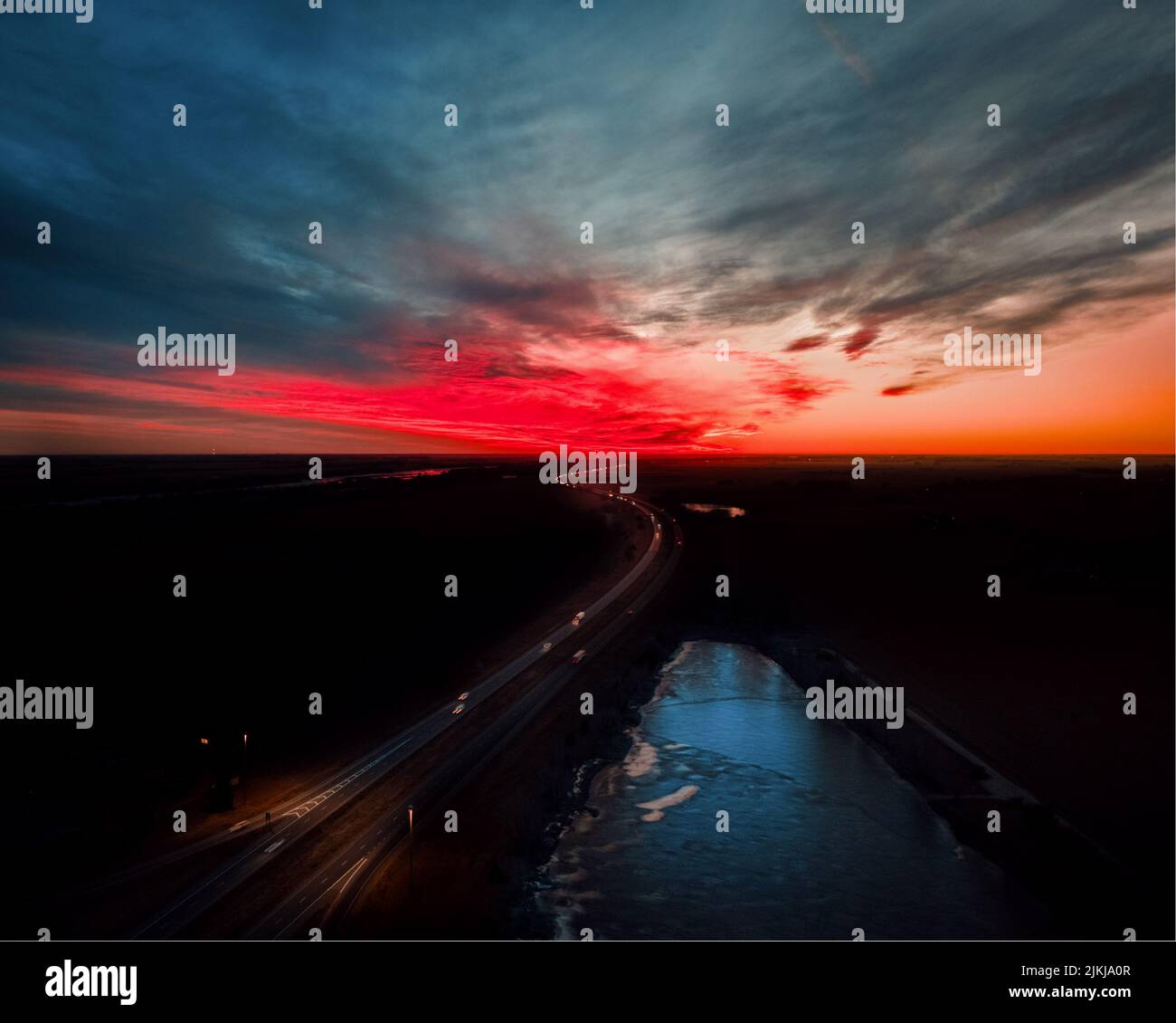 Aerial shot red sunset hi-res stock photography and images - Alamy