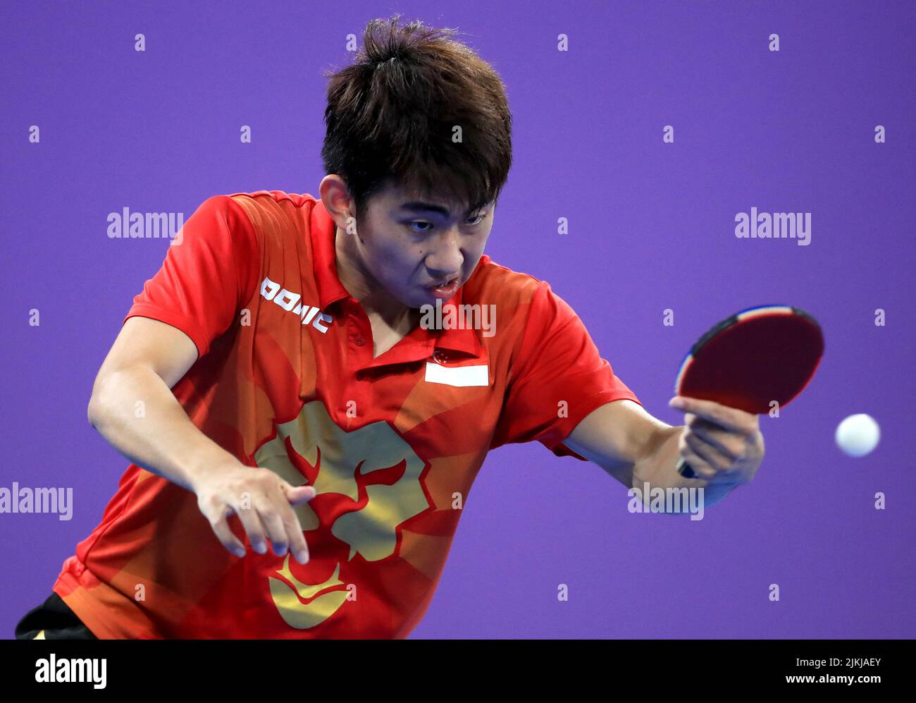 Singapore’s Yew En Koen in action in the Men’s Team Table Tennis gold ...