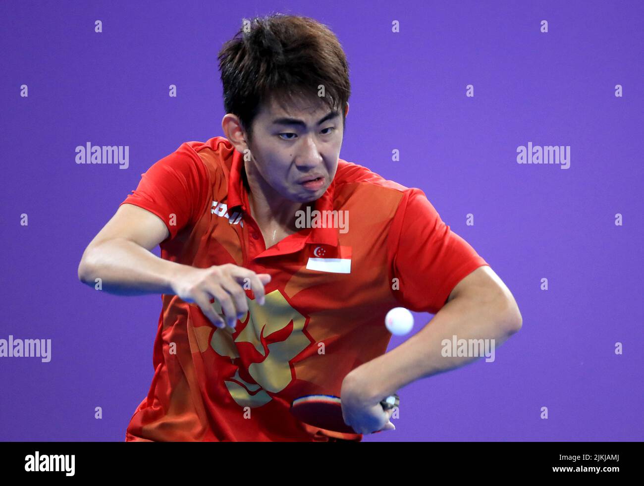 Singapore’s Yew En Koen in action in the Men’s Team Table Tennis gold ...