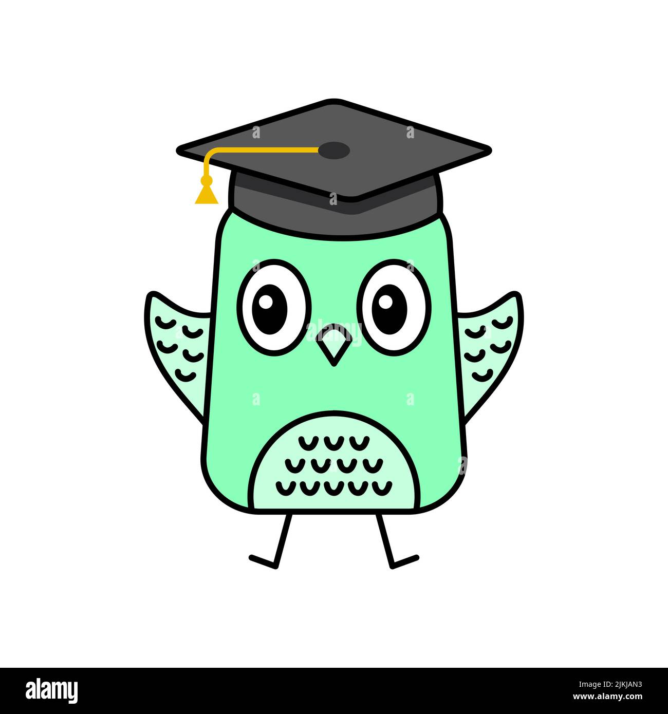 Cute Owl Celebrates Graduation. Kawaii Owl With College Cap. Happy ...