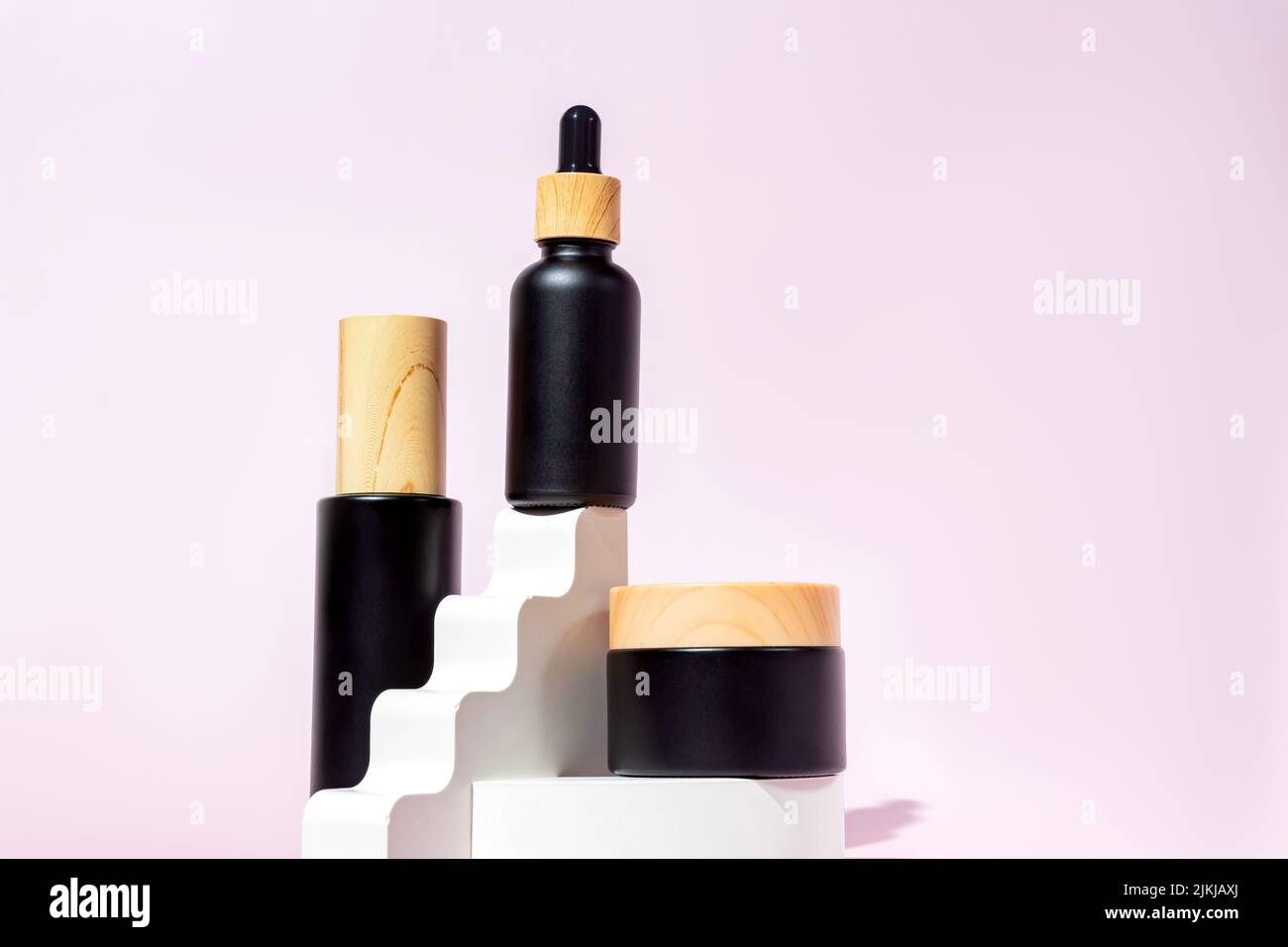 Skin care cosmetics set. Unbranded logo mockup bottles. Daily routine ...