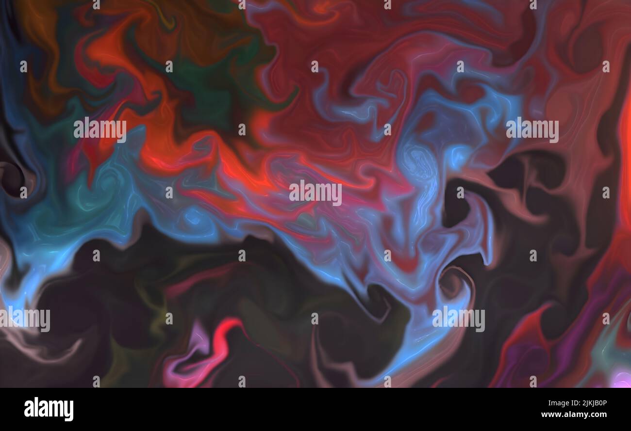 A colorful acrylic painting with fluid wavy shapes Stock Photo - Alamy