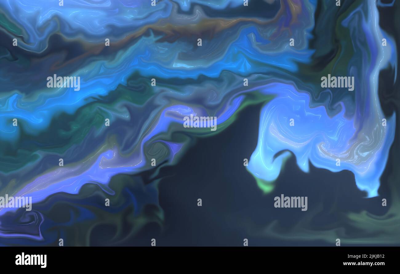 A blue acrylic painting with fluid wavy shapes Stock Photo - Alamy