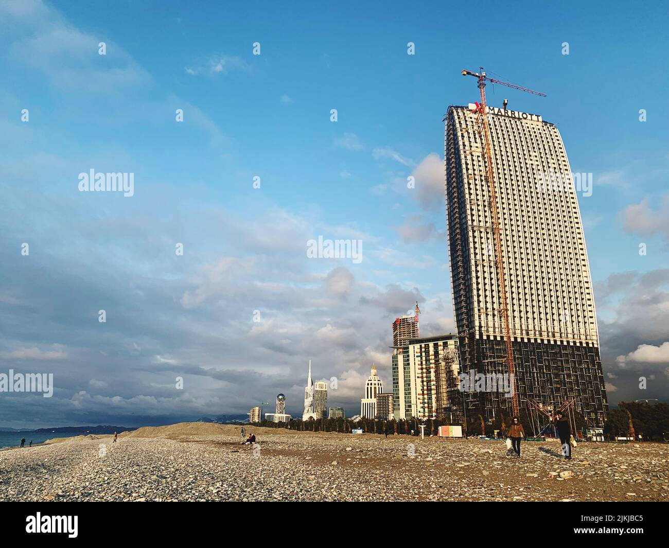 A beach with a high-rise in Batumi, Georgia in winter Stock Photo - Alamy