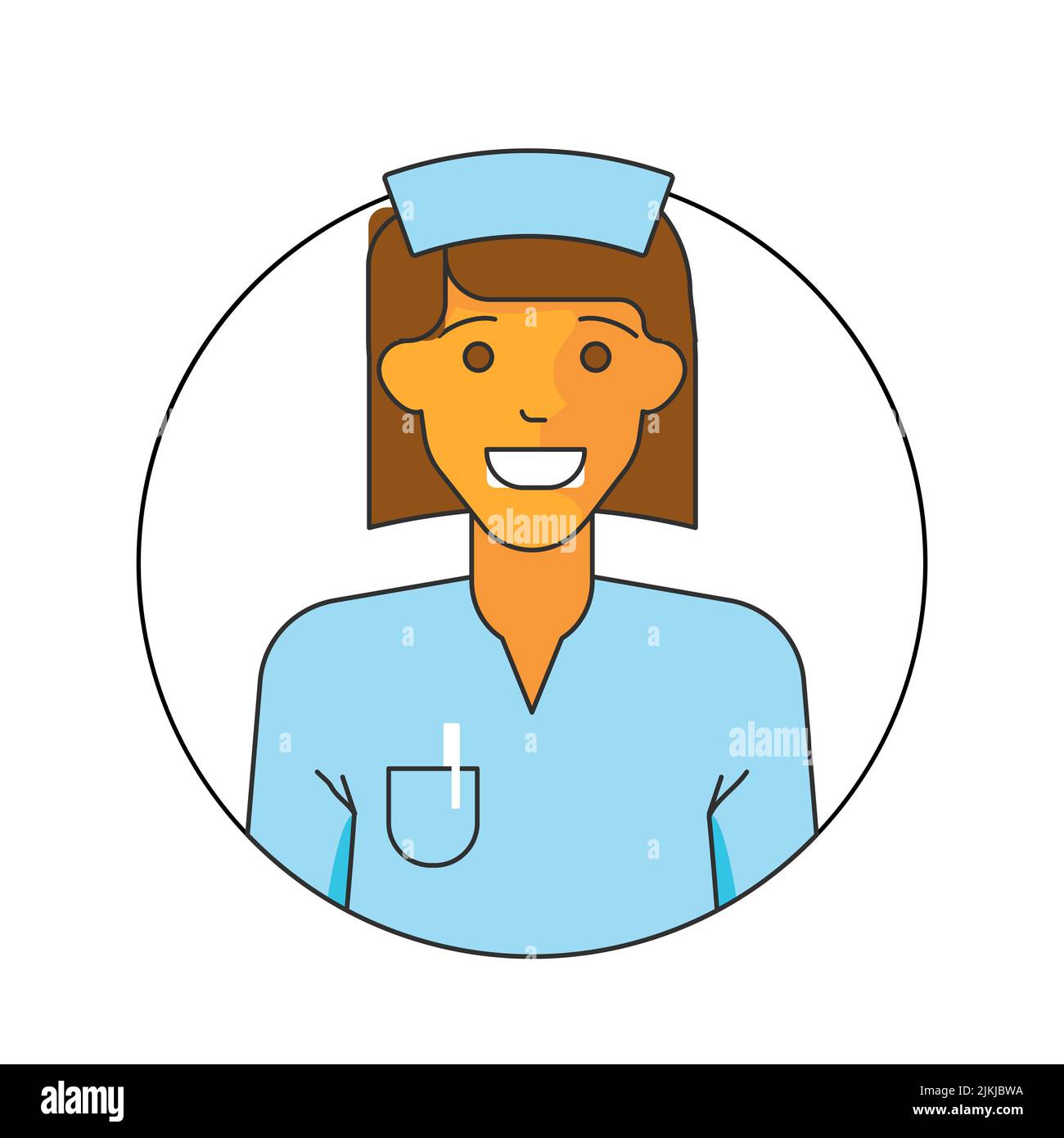Round template health care icon, nurse in uniform symbol, medical ...