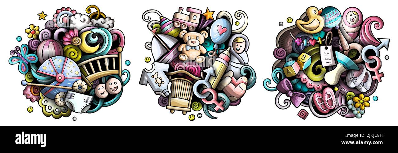 Baby cartoon vector doodle designs set Stock Vector Image & Art - Alamy