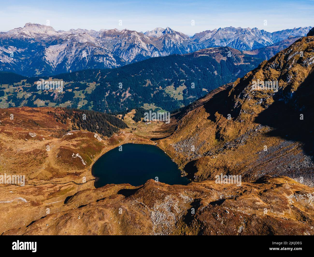 The beautiful view of Schwarzsee,Black Lake, and mountains range ...