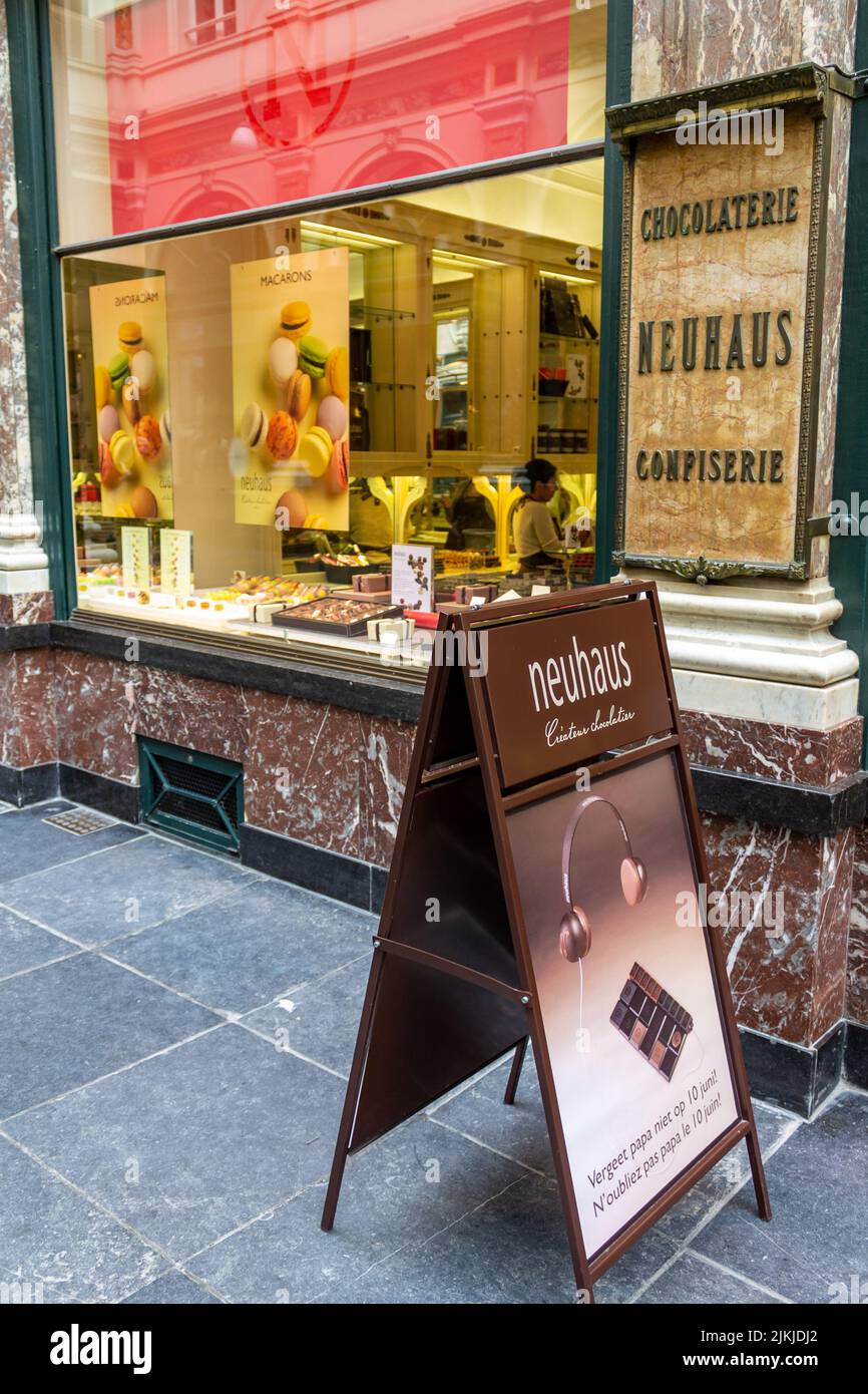 A vertical of "Neuhaus" chocolatier in Galeries Royales Saint Hubert in ...