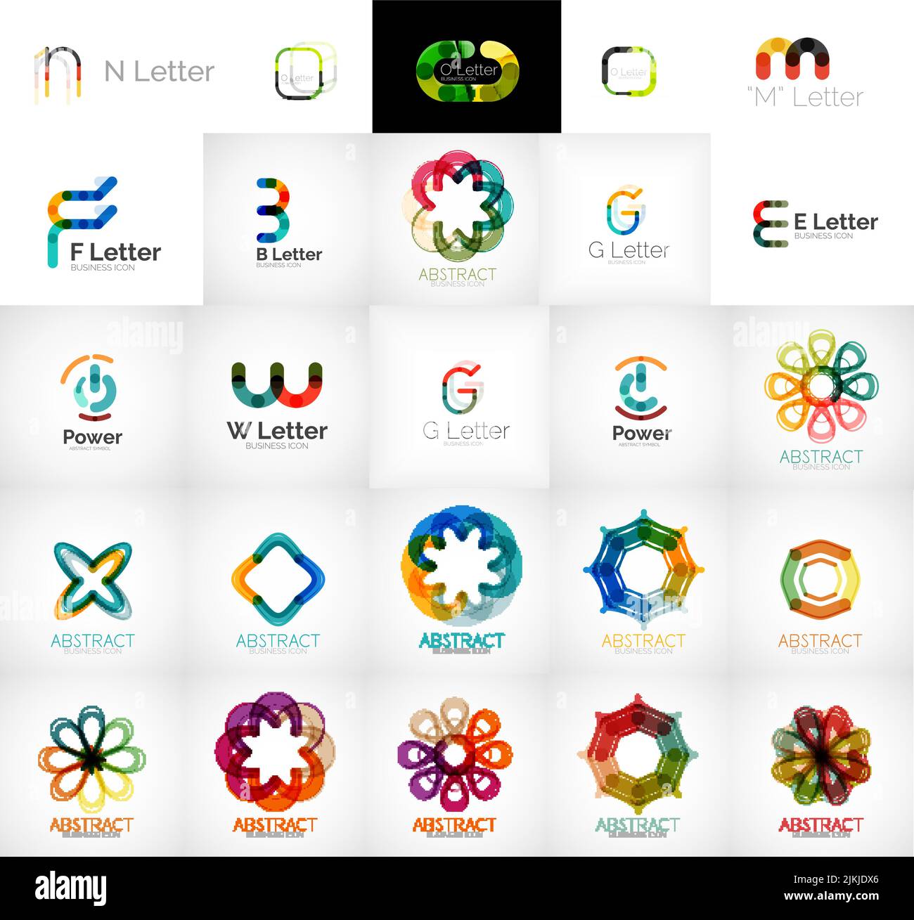Set of abstract universal company logos - icons, swirls, letter, web ...