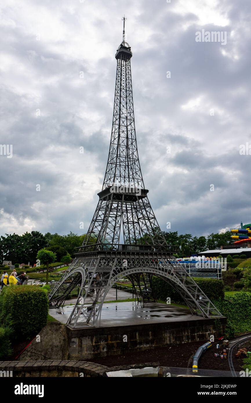 A model of the Eiffel Tower in a park of miniature landmarks in ...