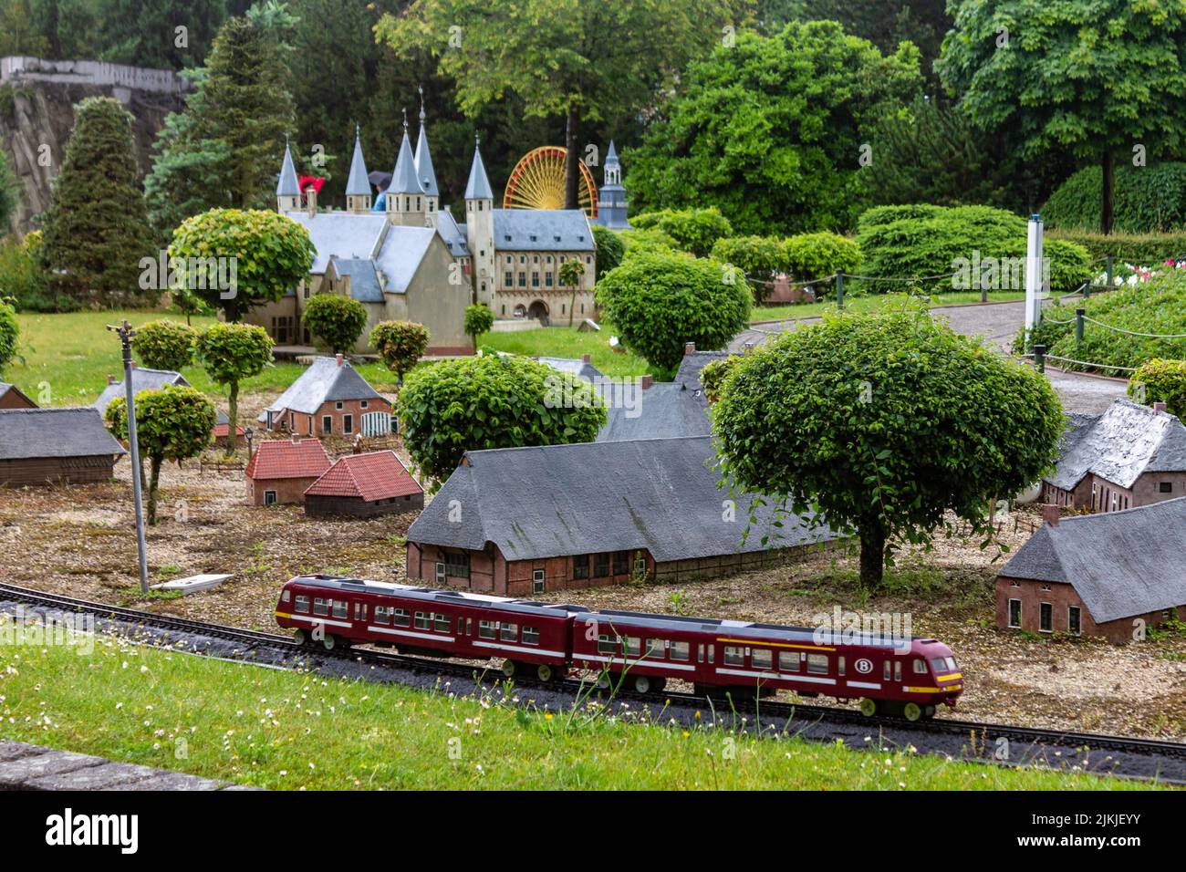 A railway in Mini-Europe miniature historical european buildings park ...
