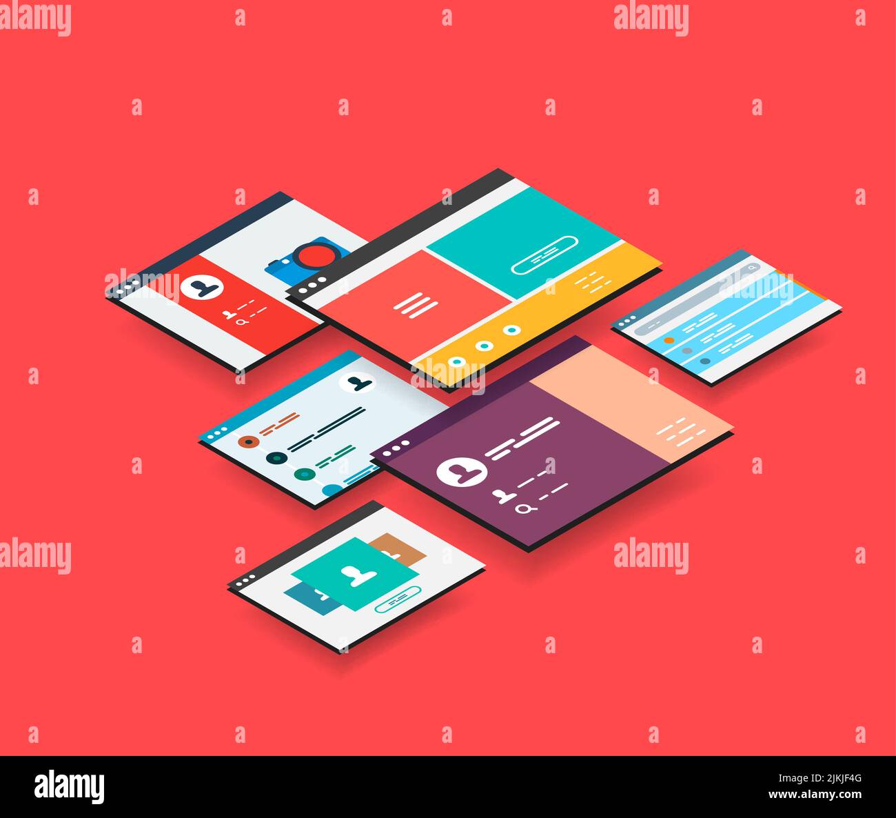 Isometric app concept, vector modern 3d semi flat design Stock Vector ...