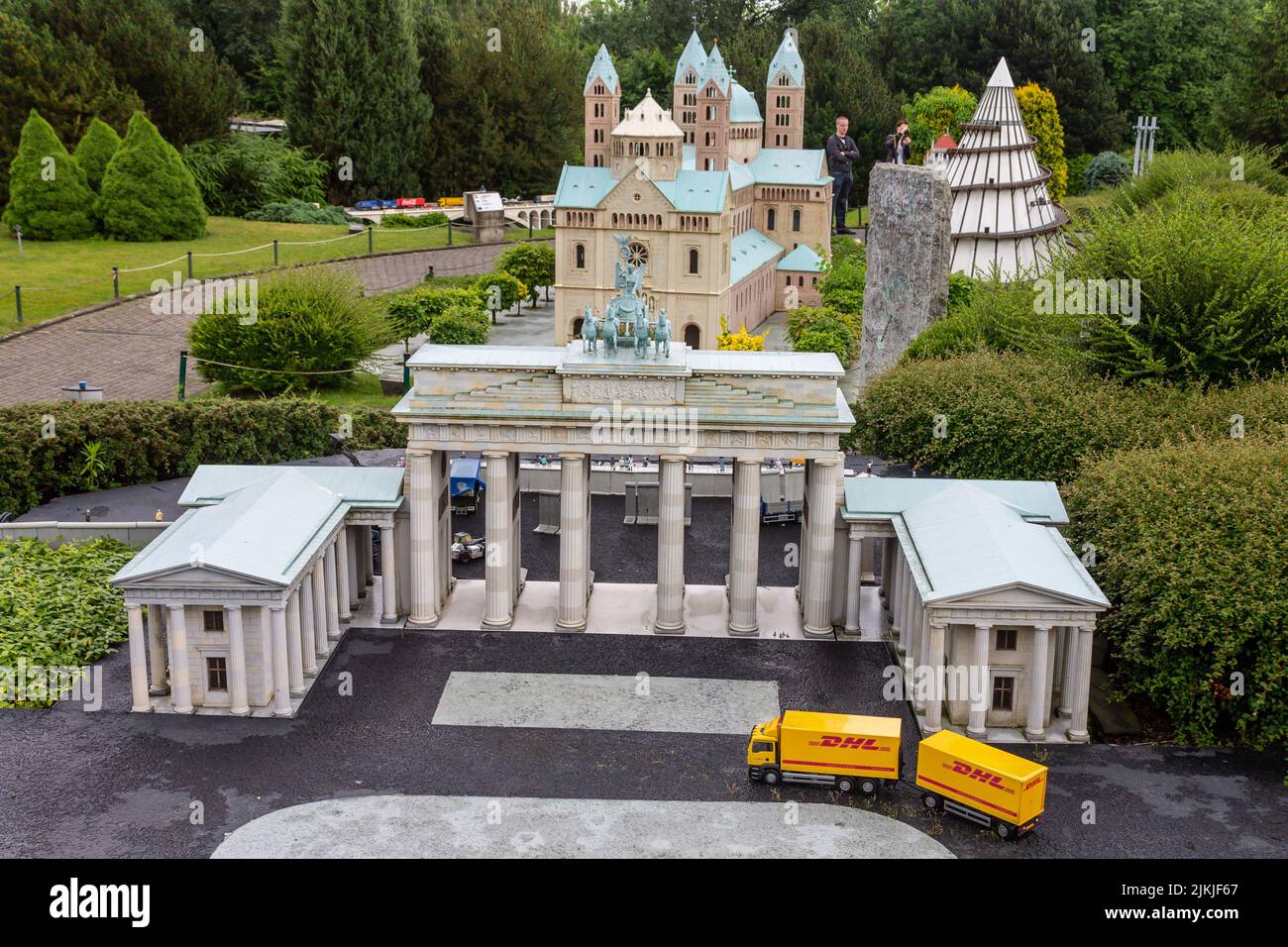 A model of the Brandenburg Tor in a park of miniature landmarks in ...
