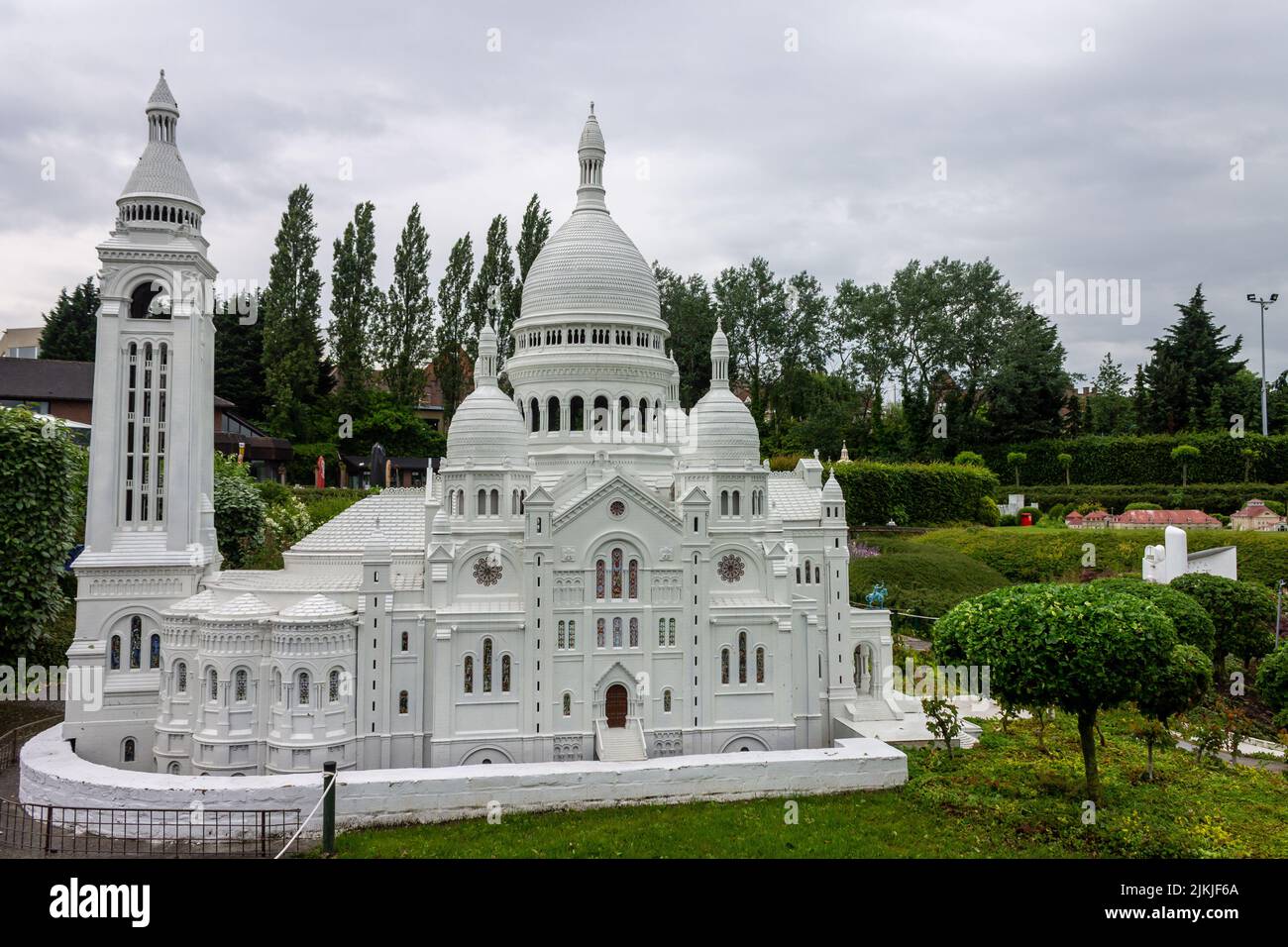 A model of the Sacre Coeur Church in a park of miniature landmarks in ...