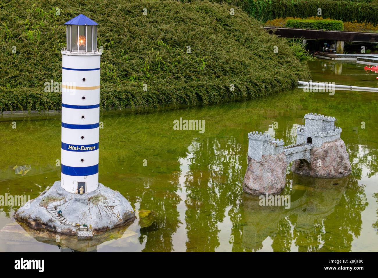 A lighthouse in Mini-Europe miniature historical european buildings ...