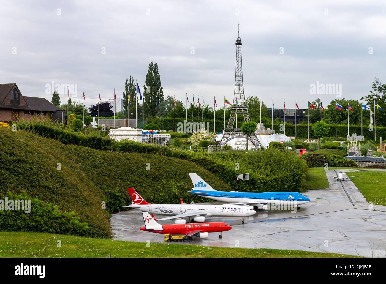 A model of an airport park of miniature landmarks in Brussels, Belgium ...
