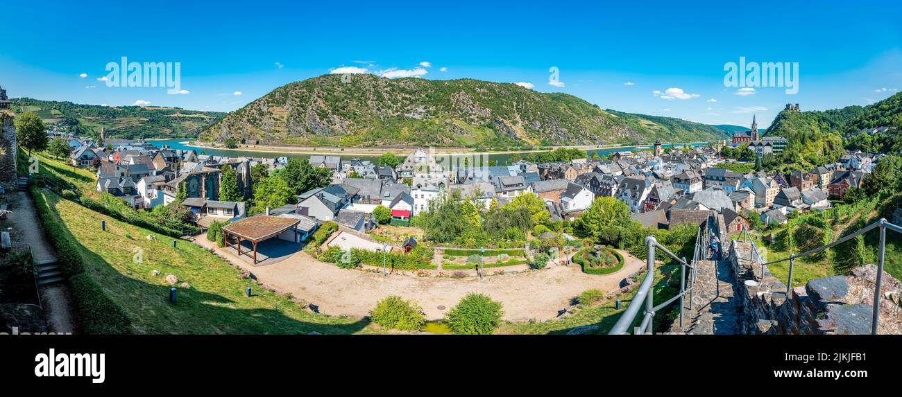 Panorama of Oberwesel, the town of towers on the Middle Rhine, part of ...